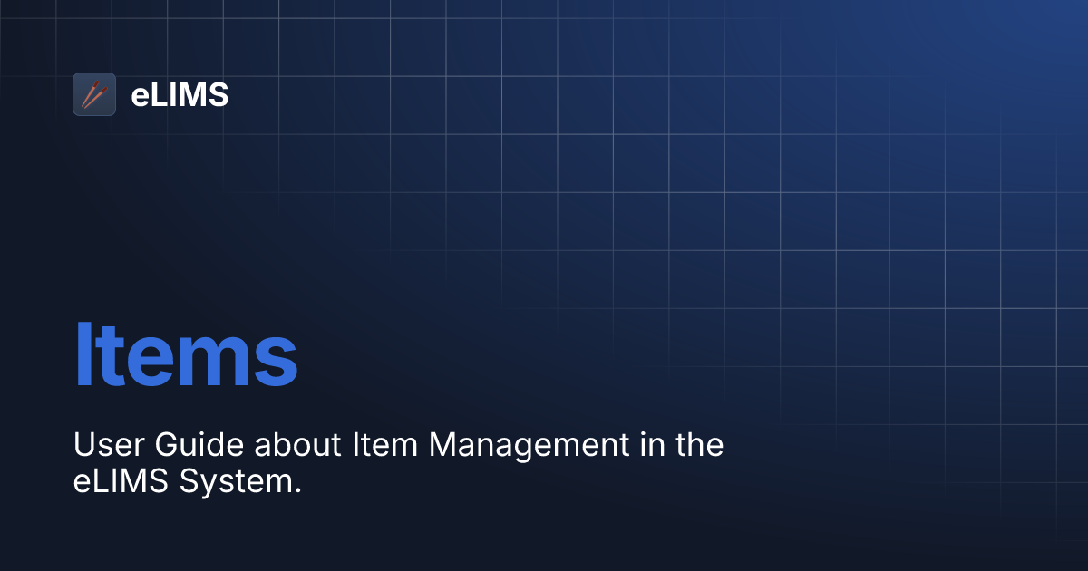 Items | eLIMS