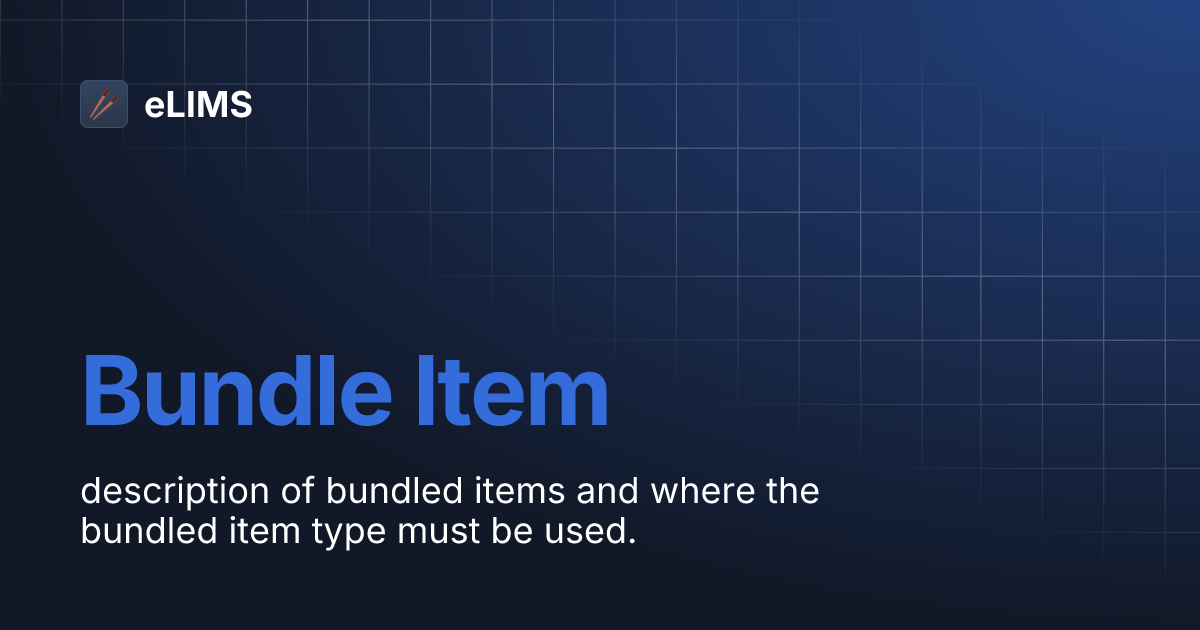 Bundle Item | eLIMS