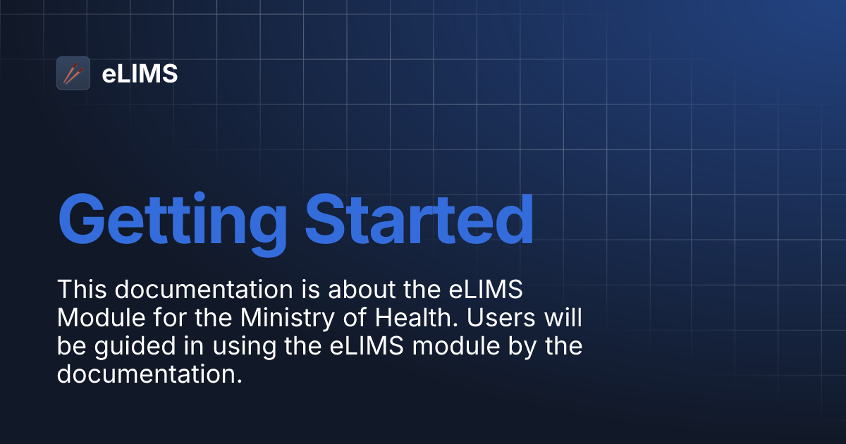 Getting Started | eLIMS