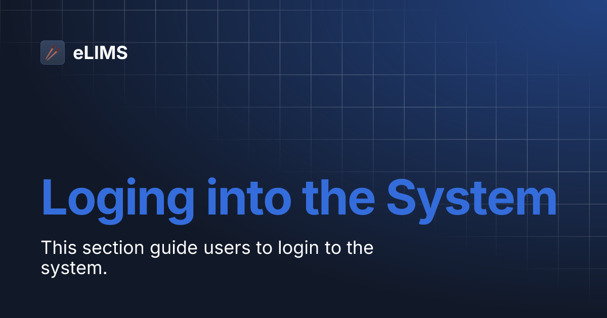 Loging into the System | eLIMS