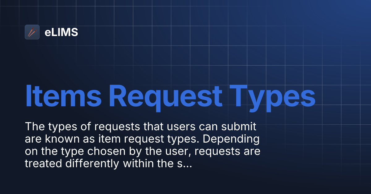 Items Request Types | eLIMS